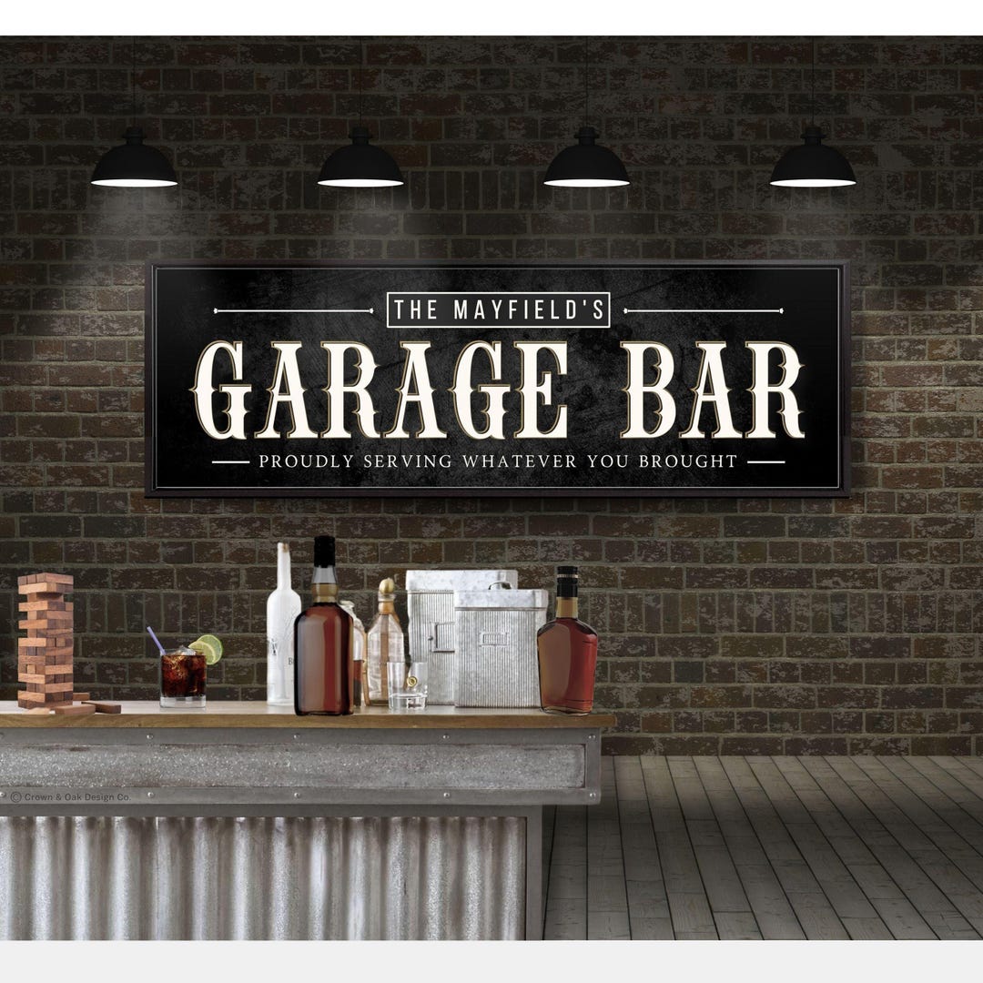 Garage Bar Sign, Personalized Man Cave Signs, Rustic Home Bar Decor ...