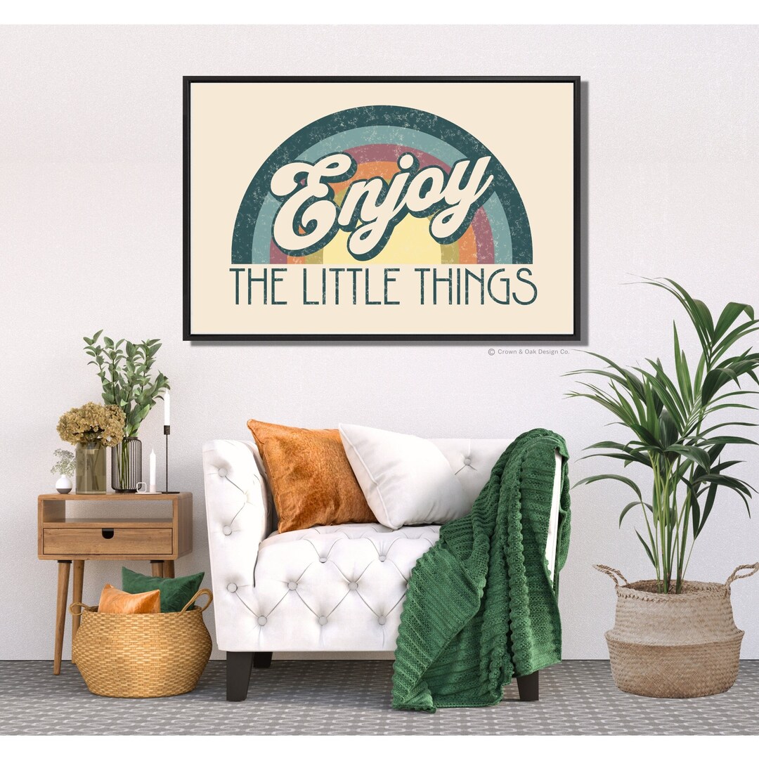 Enjoy the Little Things Sign for Living Room Retro Happy Quote Sign ...