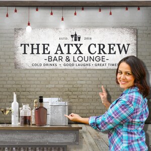 Rustic Bar Sign Personalized Home Bar and Lounge Name Sign Basement Bar ...