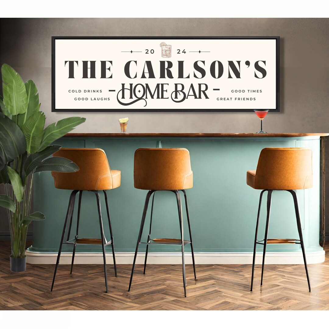 Retro Home Bar Sign Basement Bar Wall Decor Swanky Personalized Pub ...