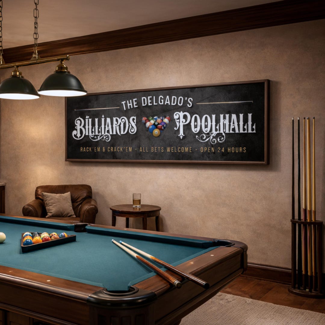 Personalized Billiards Room Sign, Custom Pool Hall Decor, Billiards ...