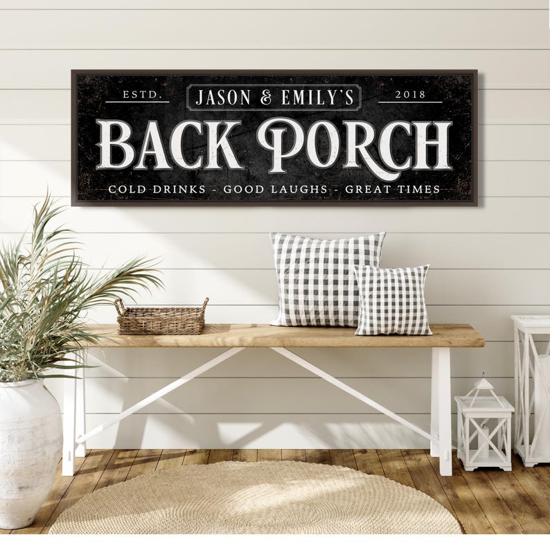 Personalized Back Porch Sign, Custom Family Name Patio Decor, Rustic ...