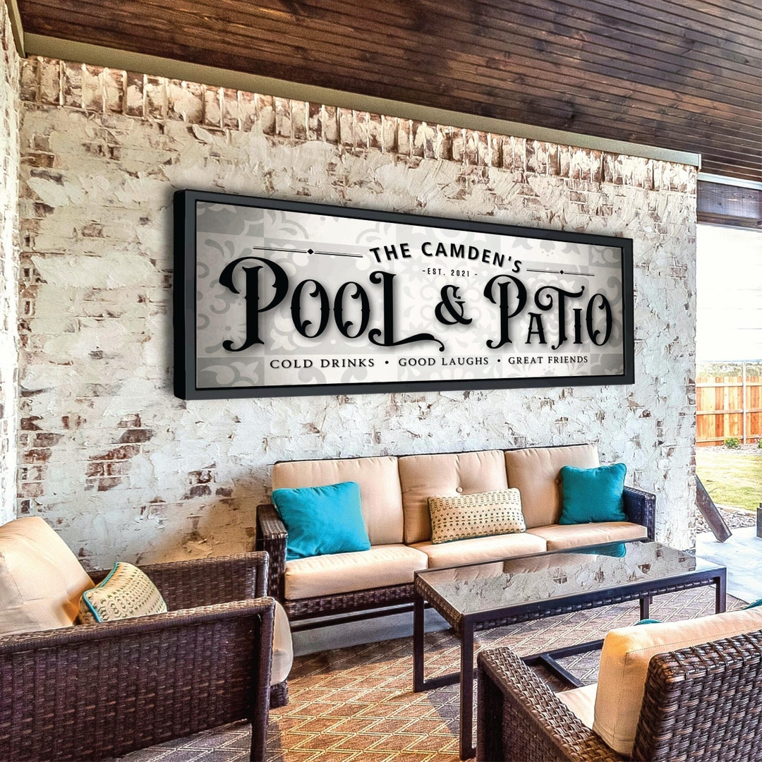 Pool and Patio Sign Personalized Pool & Patio Backyard Sign Poolside ...
