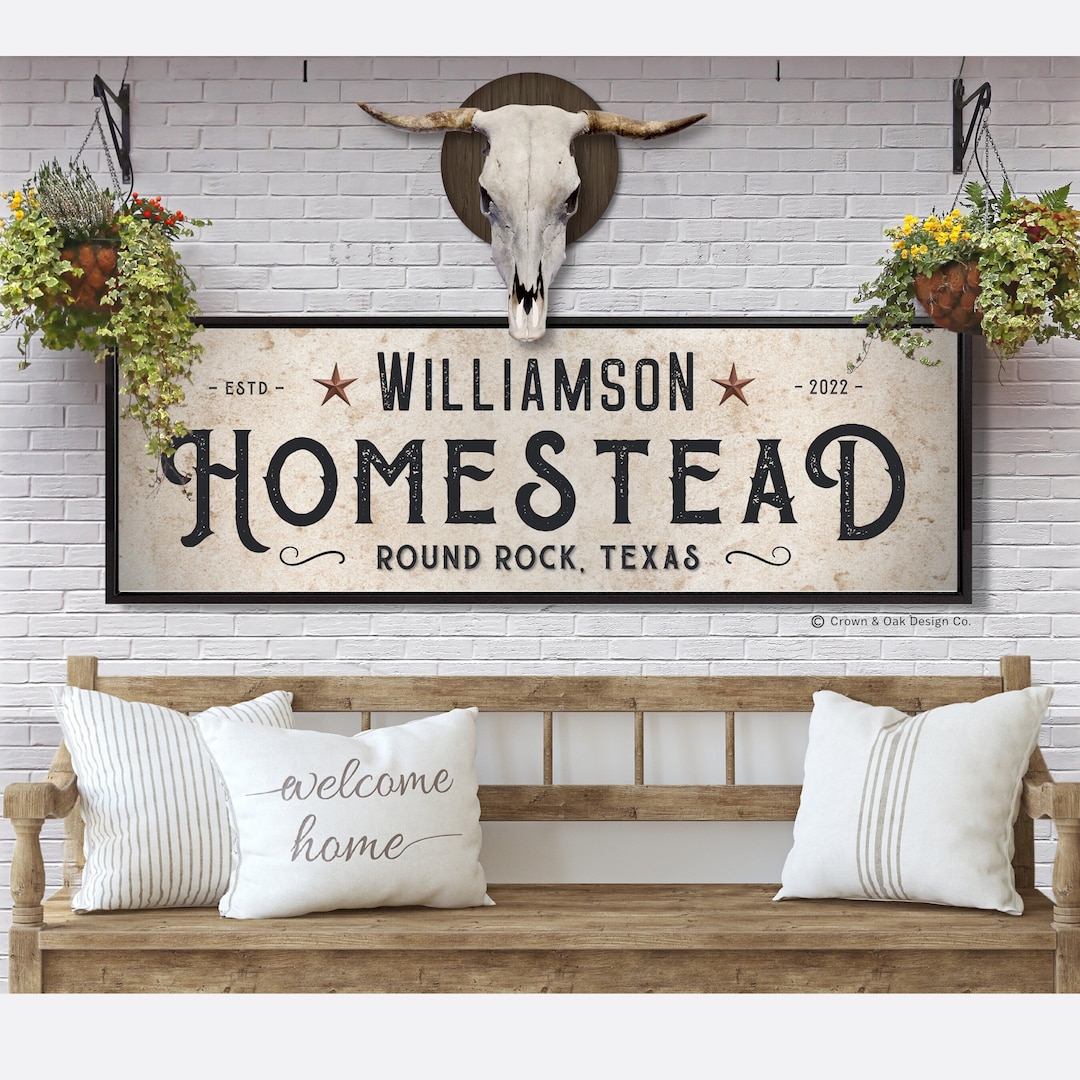 Homestead Sign Personalized Family Name Farmhouse Sign Rustic Ranch ...