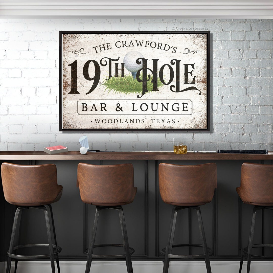 19th Hole Golf Sign Bar and Lounge Sign for Home Bar Golfing Signs Gift ...
