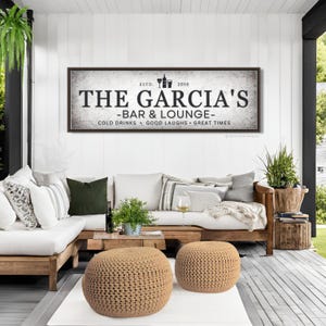 Rustic Bar Sign Personalized Home Bar and Lounge Name Sign Basement Bar ...