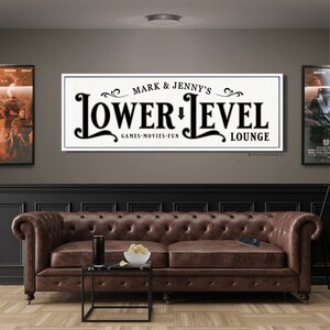 Lower Level Lounge Sign for Basement Personalized Family Game Room Wall ...