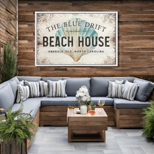 Rustic Beach House Sign for Entryway Personalized Beach Cottage Wall ...