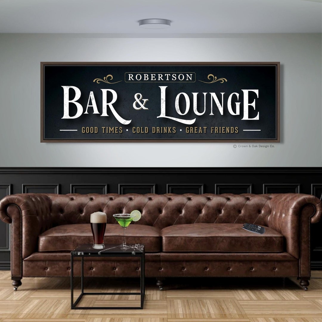 Bar and Lounge Sign Personalized Home Bar Signs Basement Pub Wall Decor ...