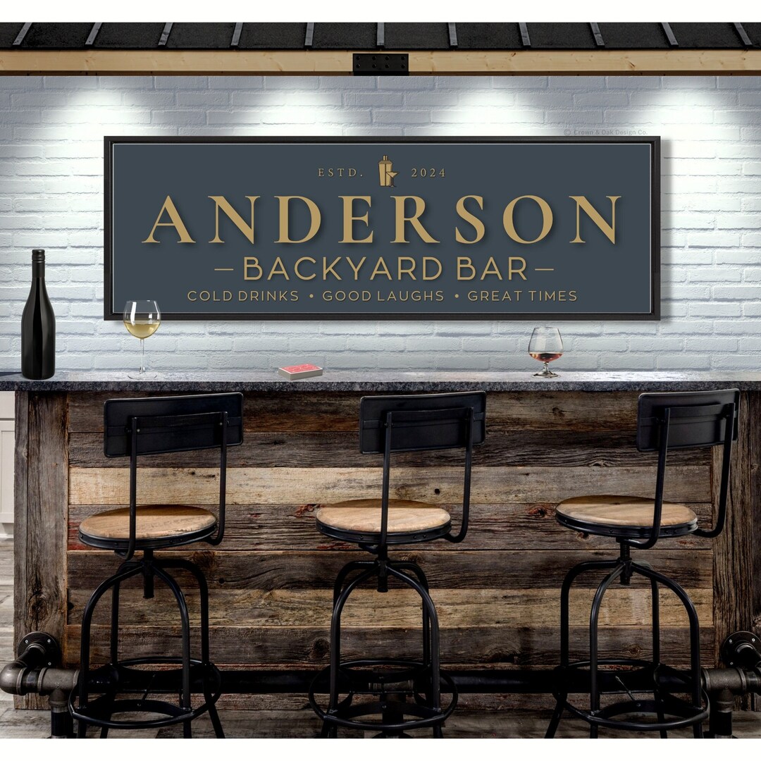 Backyard Bar Sign for Patio Bar Personalized Back Deck Sign Outdoor ...