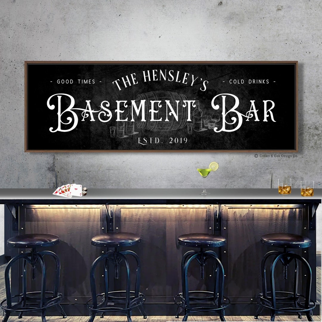Personalized Basement Bar Sign, Rustic Pub Wall Art, Home Bar Signs - Etsy