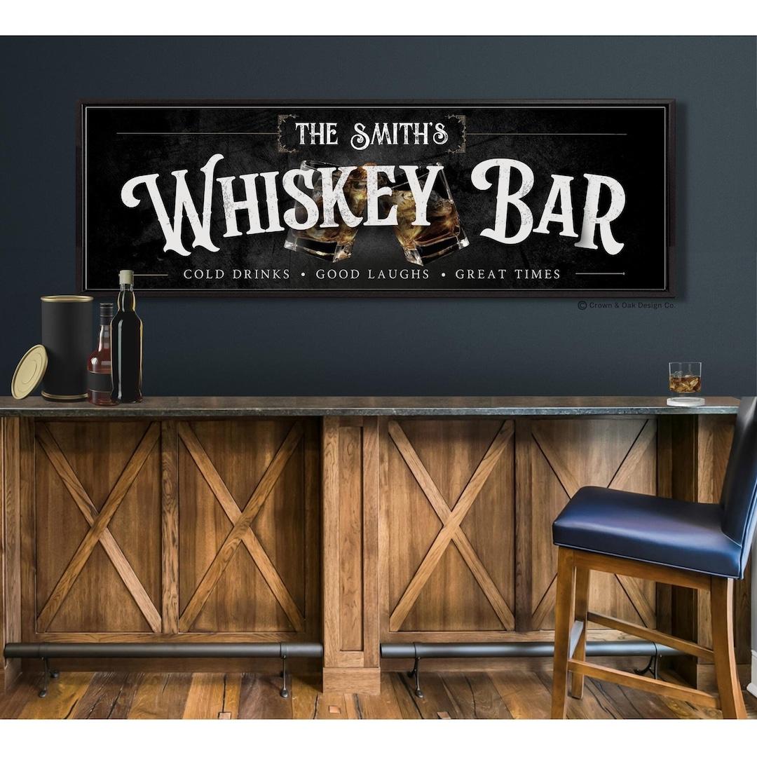 Whiskey Bar Sign Personalized Whiskey Sign for Home Bar Bourbon Room ...