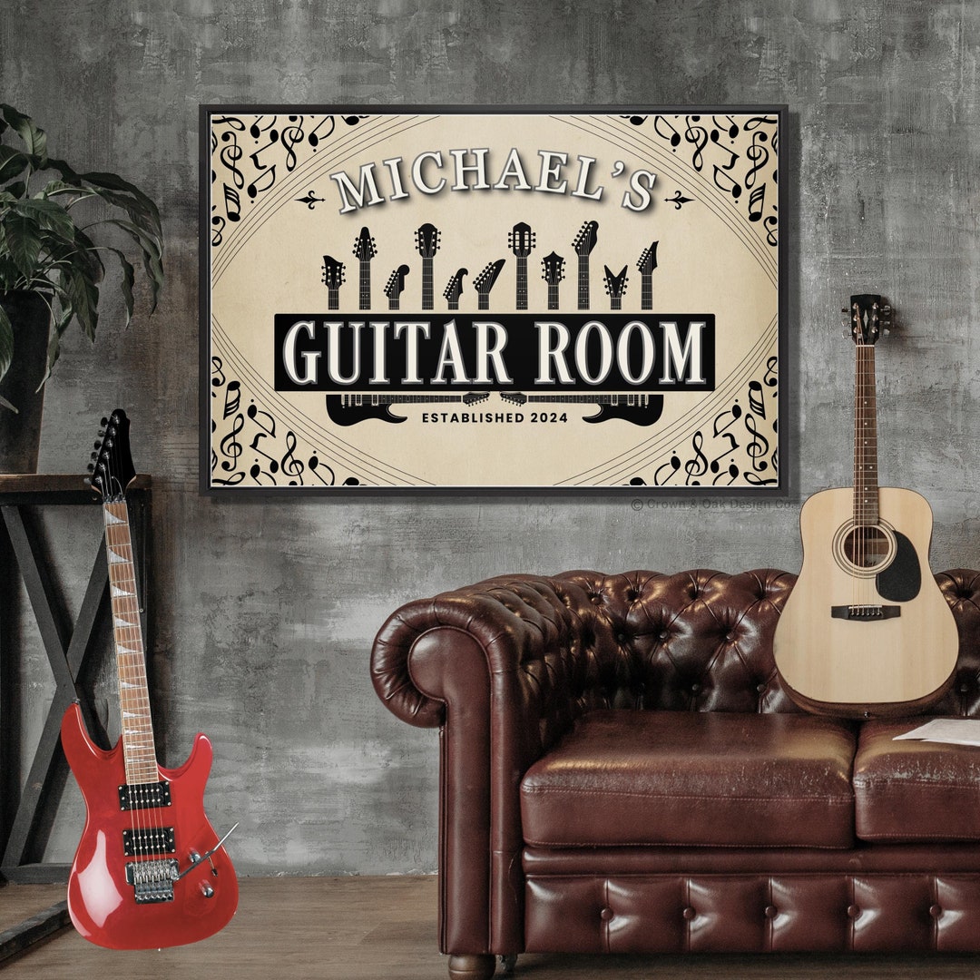 Guitar Room Sign Personalized Music Room Sign Musical Studio Wall Decor ...