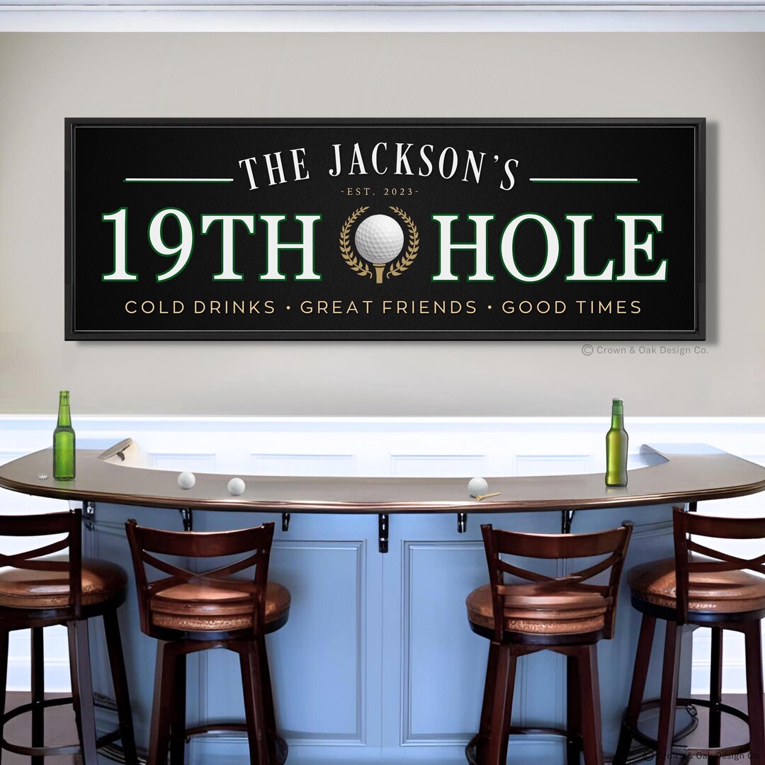 19th Hole Bar Sign Golf Simulator Decor Personalized Home Bar Signs ...
