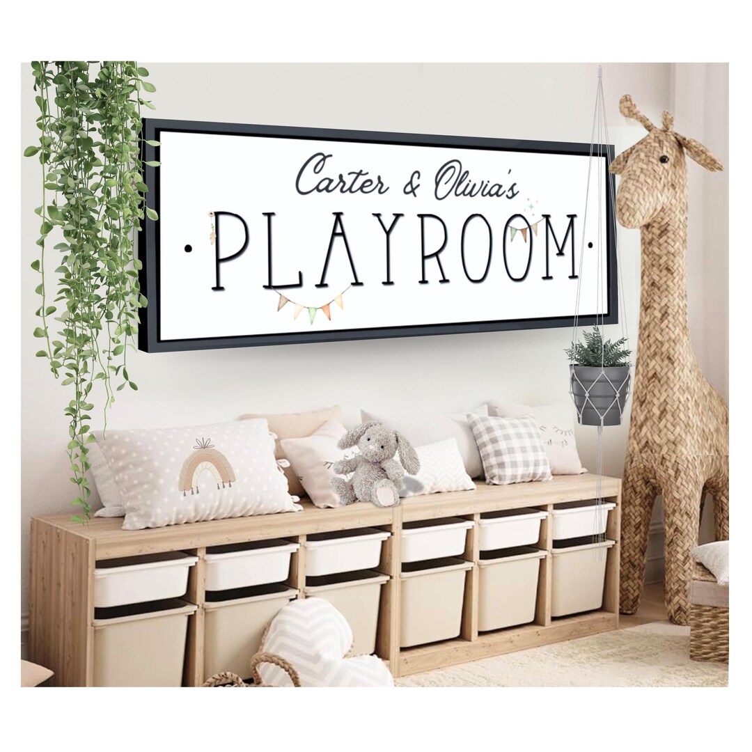 Playroom Sign With Names Personalized Play Room Wall Decor Kids Name ...