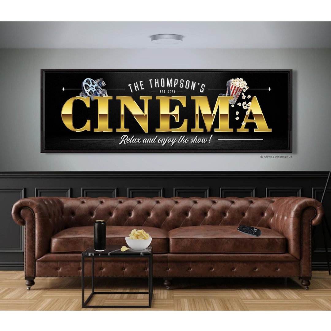 Home Cinema Sign Personalized Theater Room Sign for Family Movie Room ...