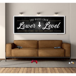 Personalized Lower Level Sign, Basement Lounge Signs, Family Game Room ...