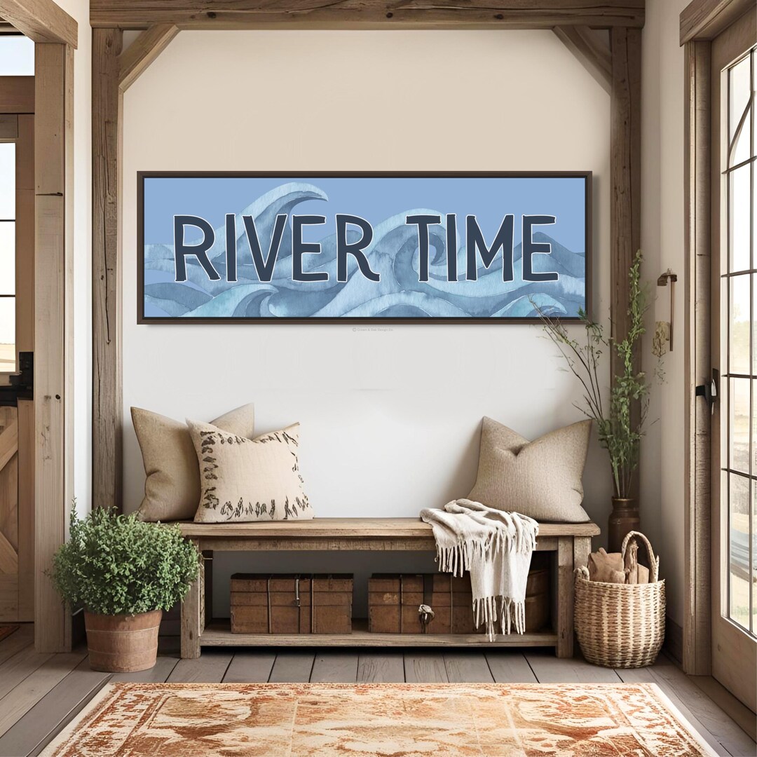River Time Sign Rustic Cabin Wall Decor River House Wall Art River Home ...