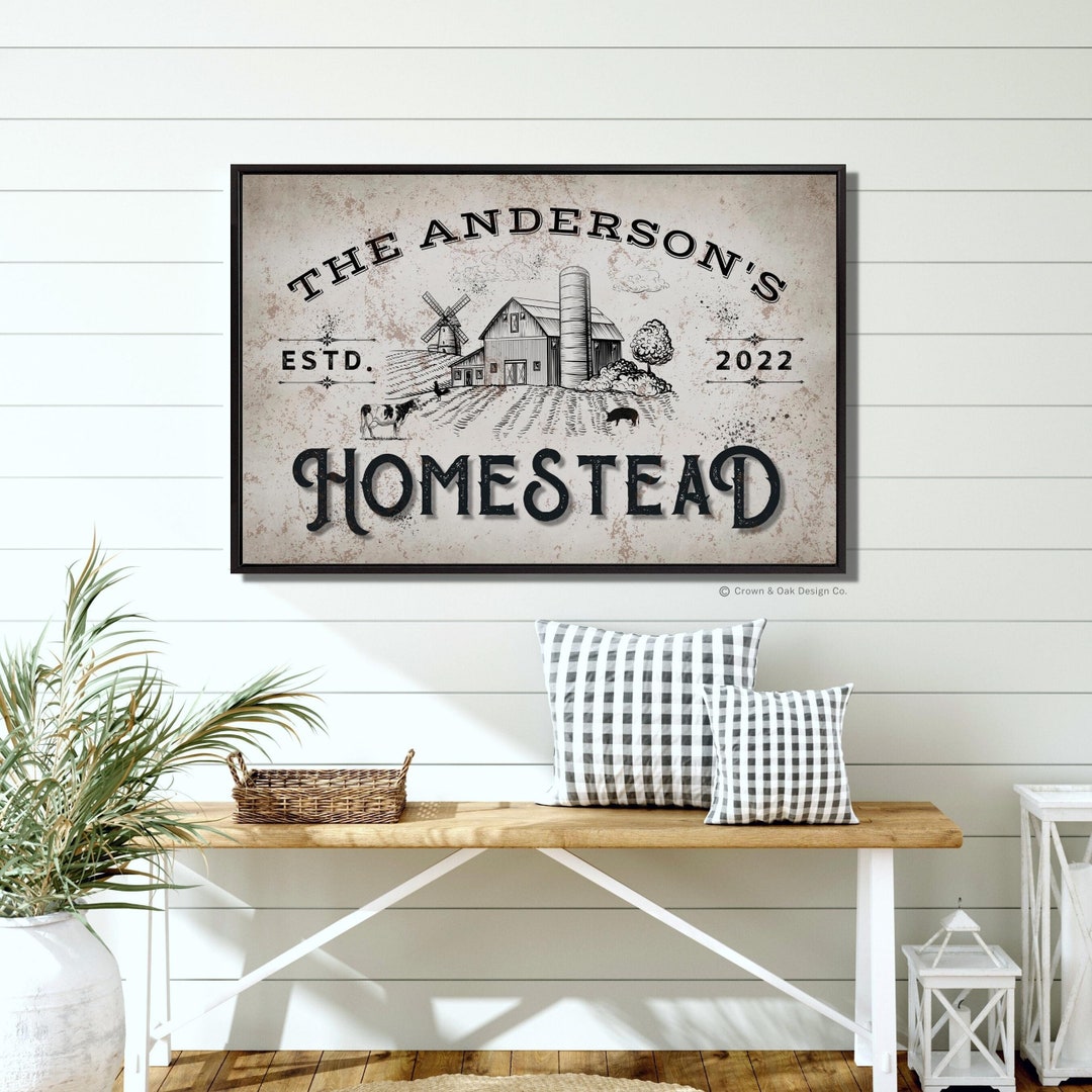 Homestead Sign Farmhouse Family Name Sign Rustic Farm Wall Decor Last ...