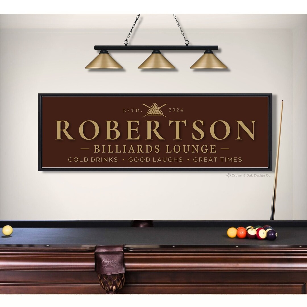 Billiards Lounge Sign Pool Table Room Wall Decor Billiards Wall Decor ...