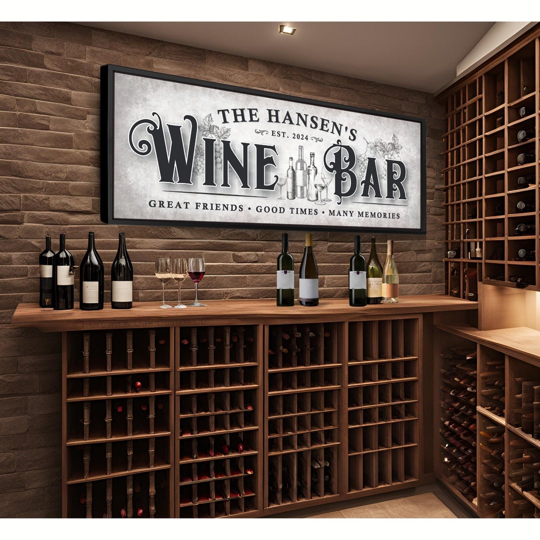 Wine Bar Sign Rustic Wine Sign for Home Bar Personalized Wine Cellar ...