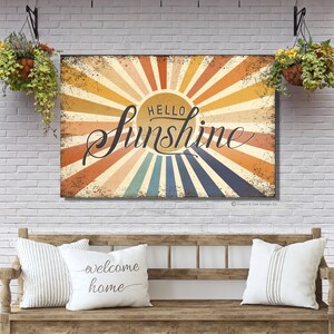 Hello Sunshine Sign Summer Wall Decor Beach House Wall Art Rustic Hello ...