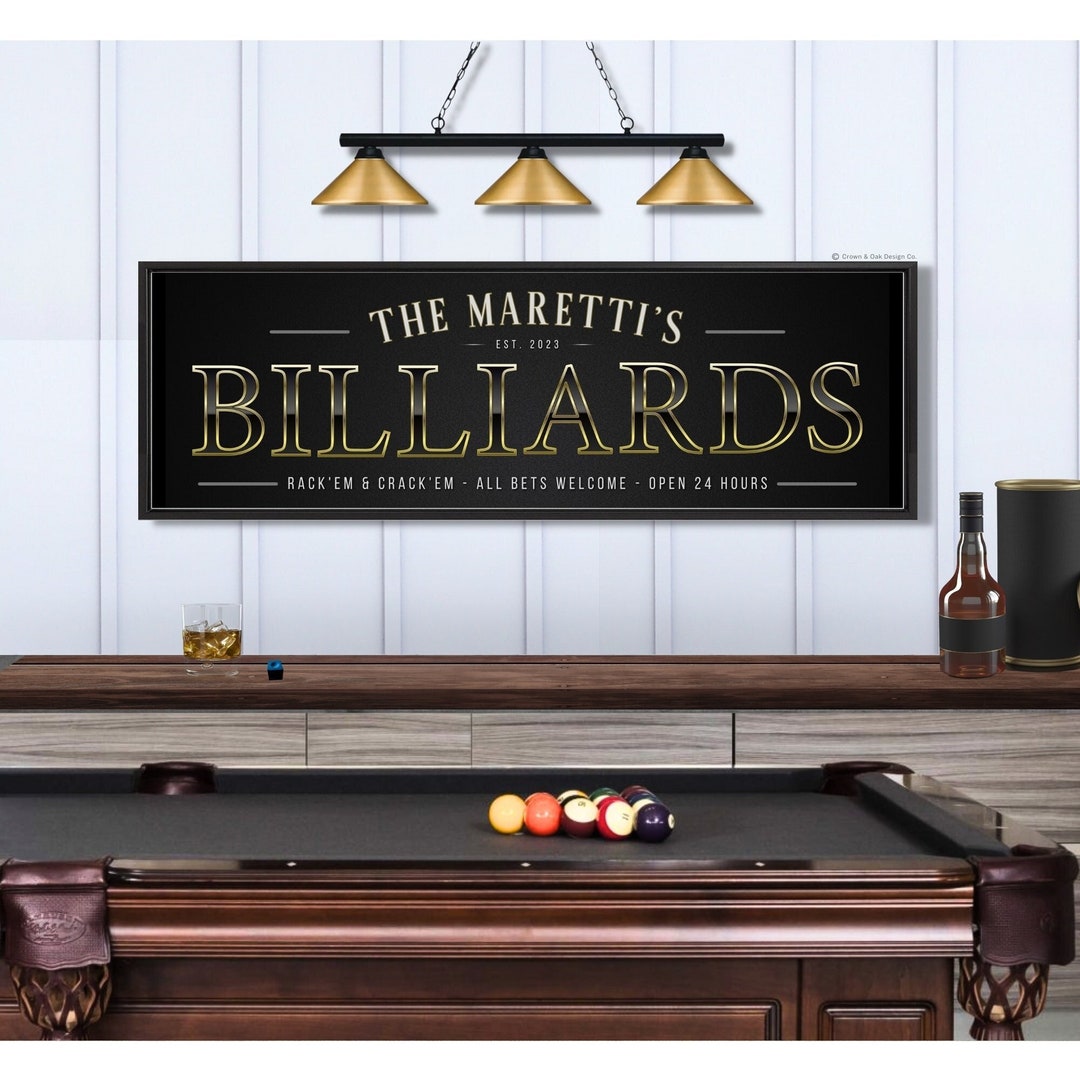 Billiards Sign Pool Room Sign Game Room Wall Decor Personalized ...