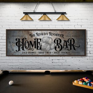 Rustic Bar Sign for Home Bar Decor Basement Lounge Sign Personalized ...