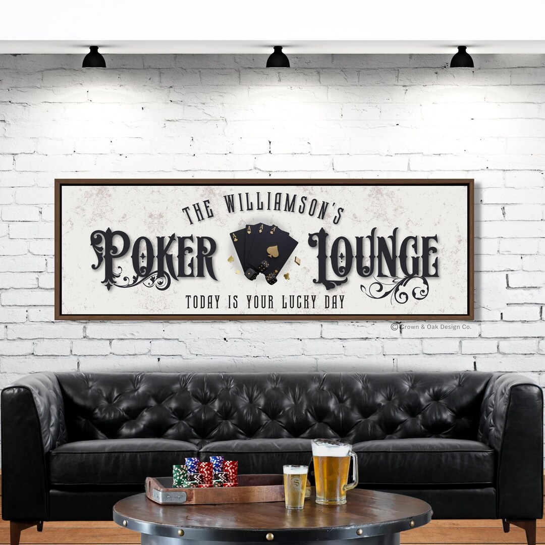 Poker Lounge Sign for Poker Room Texas Holdem Wall Decor Playing Cards ...