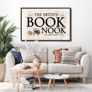 Book Nook Sign Personalized Library Sign Bookshelf Wall Decor Book ...
