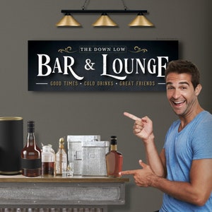 Bar and Lounge Sign Personalized Home Bar Signs Basement Pub Wall Decor ...