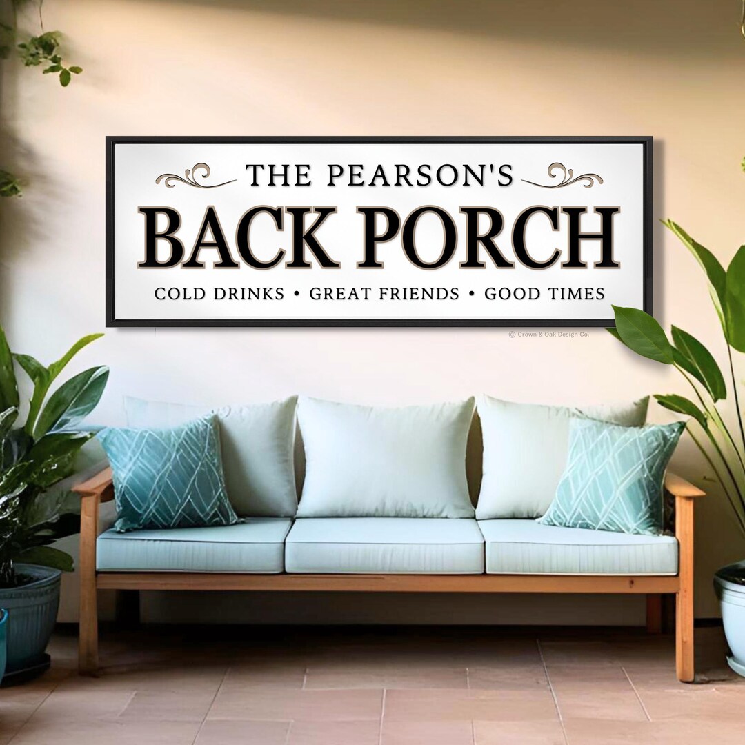 Back Porch Sign, Personalized Patio Bar & Grill Wall Art, Family Name ...