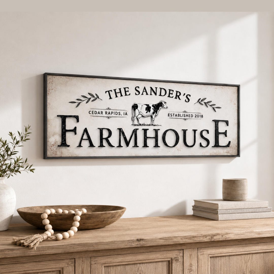 Personalized Farmhouse Last Name Sign, Rustic Family Name Wall Art ...