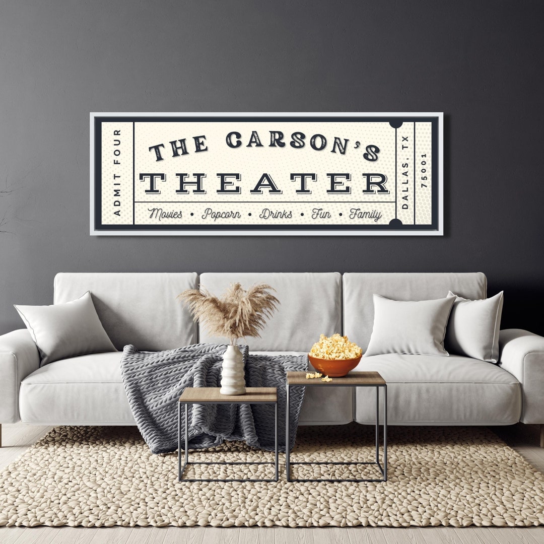 Movie Theater Sign Personalized Movie Room Sign Large Home Theater Room ...