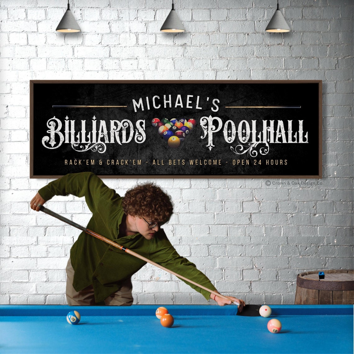 Billiards Sign Personalized Poolhall Sign for Game Room - Etsy