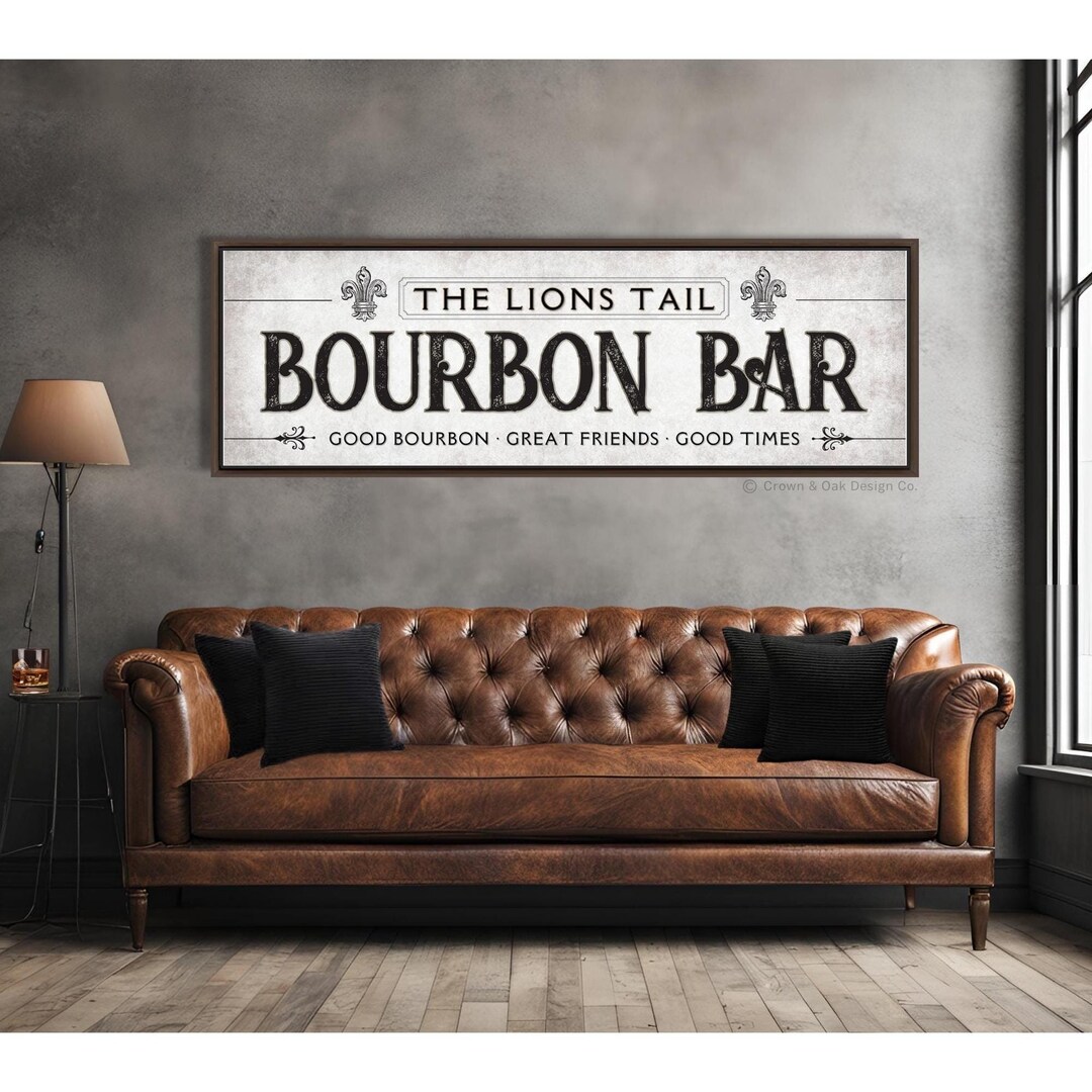 Bourbon Sign Whiskey Bar Sign for Home Bar & Lounge Rustic Basement ...