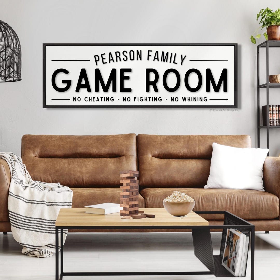 Personalized Family Game Room Sign, Custom Gaming Rules Print, Media ...