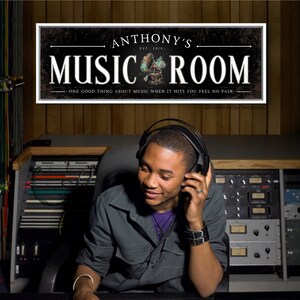 Personalized Music Room Sign Rustic Music Studio Signs Gramophone ...