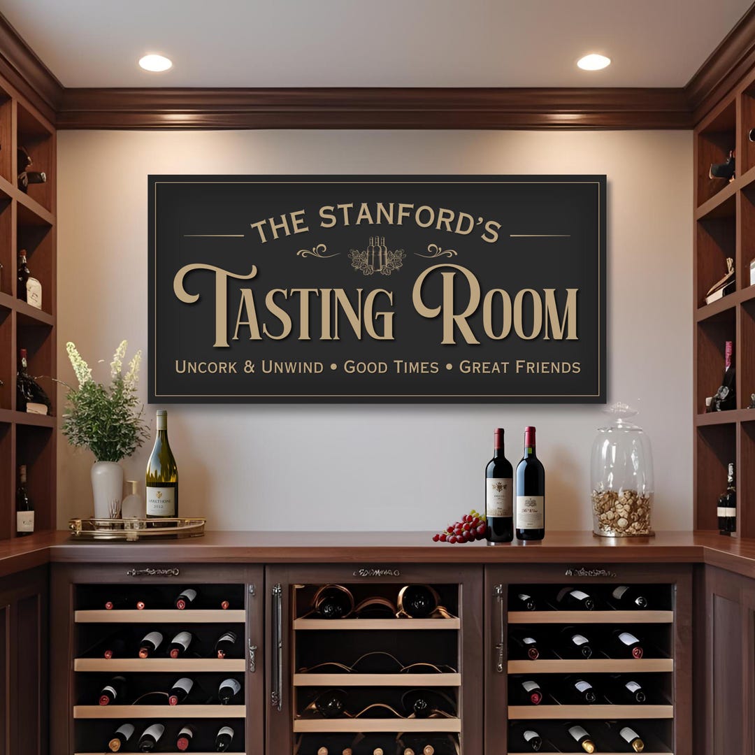 Tasting Room Sign, Personalized Wine Bar Wall Decor, Custom Cellar ...
