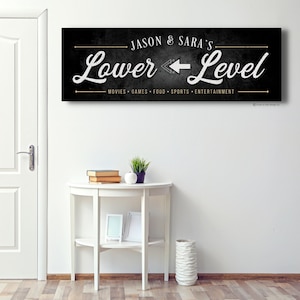 Personalized Lower Level Sign, Basement Lounge Signs, Family Game Room ...