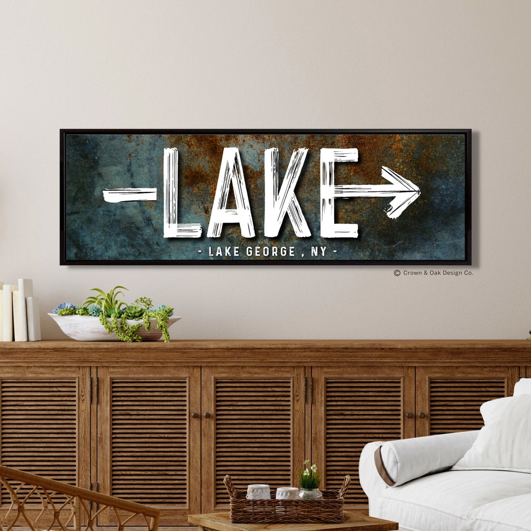 Lake Arrow Sign Rustic Lake Sign for Wall Modern Farmhouse - Etsy