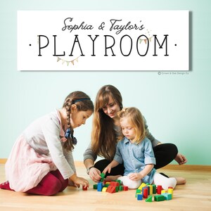 Playroom Sign With Names Personalized Play Room Wall Decor Kids Name ...