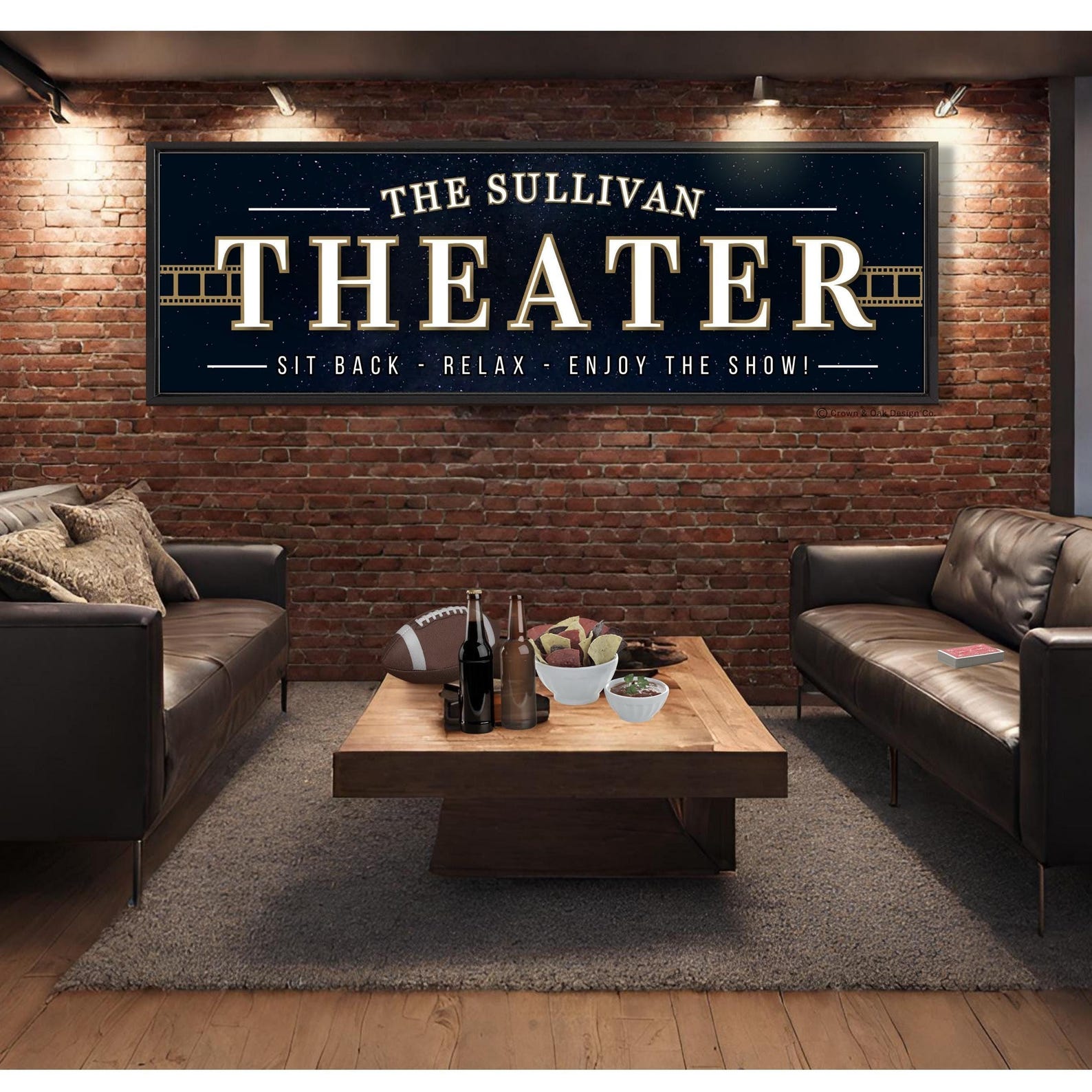 Personalized Home Theater Sign, Family Movie Media Room Decor, Custom ...