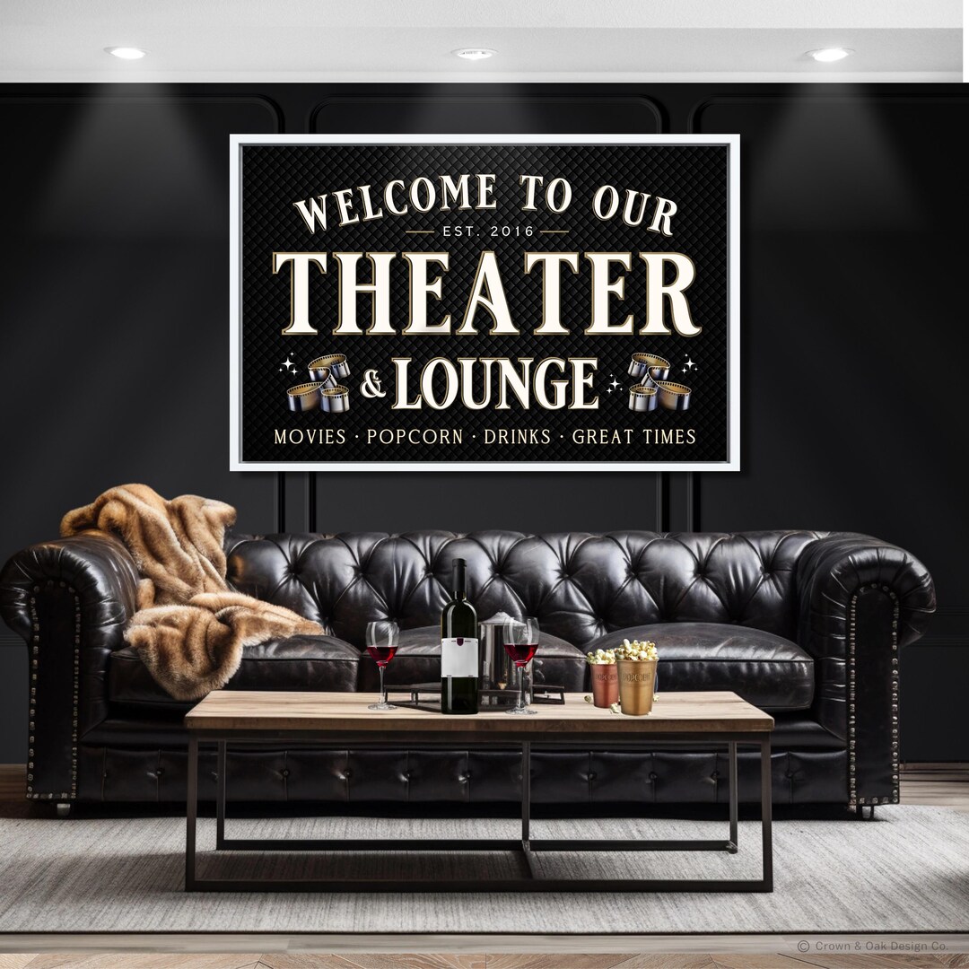 Home Theater Sign Movie Room Wall Decor Personalized Media Room Wall ...