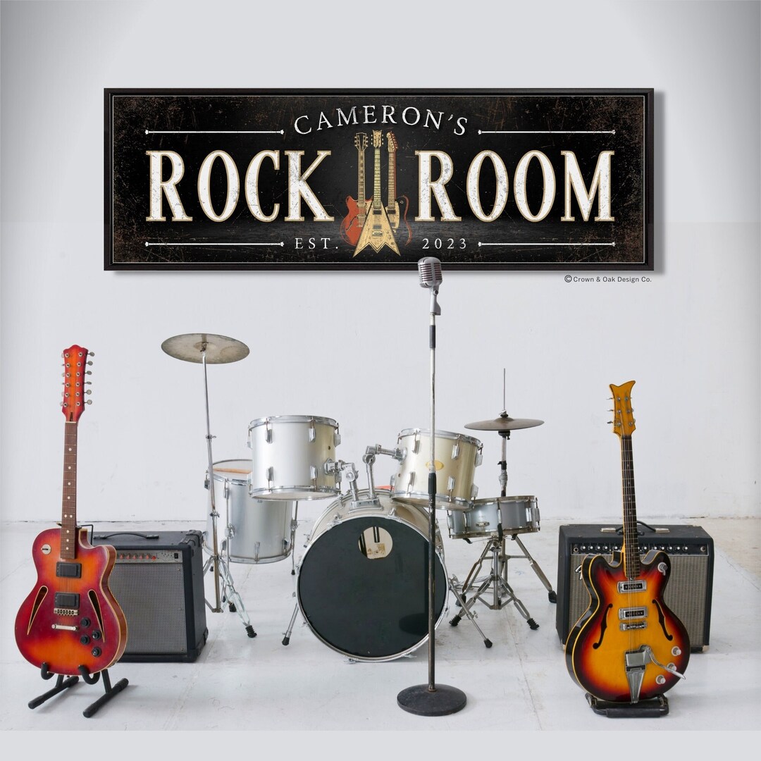 Rock Room Sign Guitar Room Wall Decor Music Studio Sign Rock & Roll ...