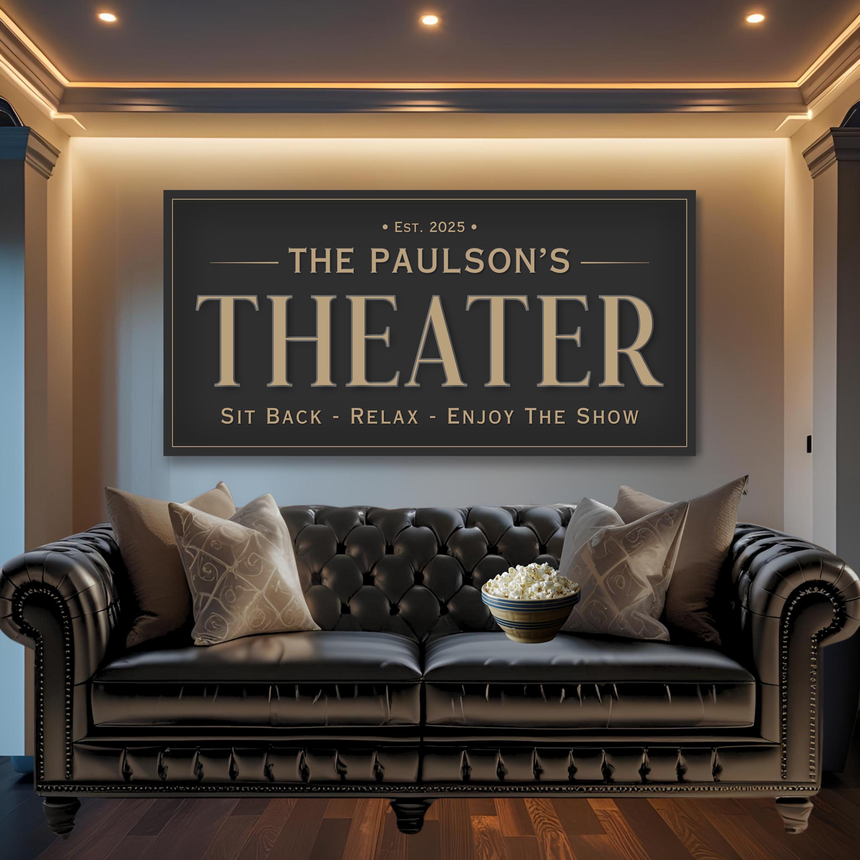 Personalized Home Theater Sign, Movie Room Wall Decor, Custom Family ...