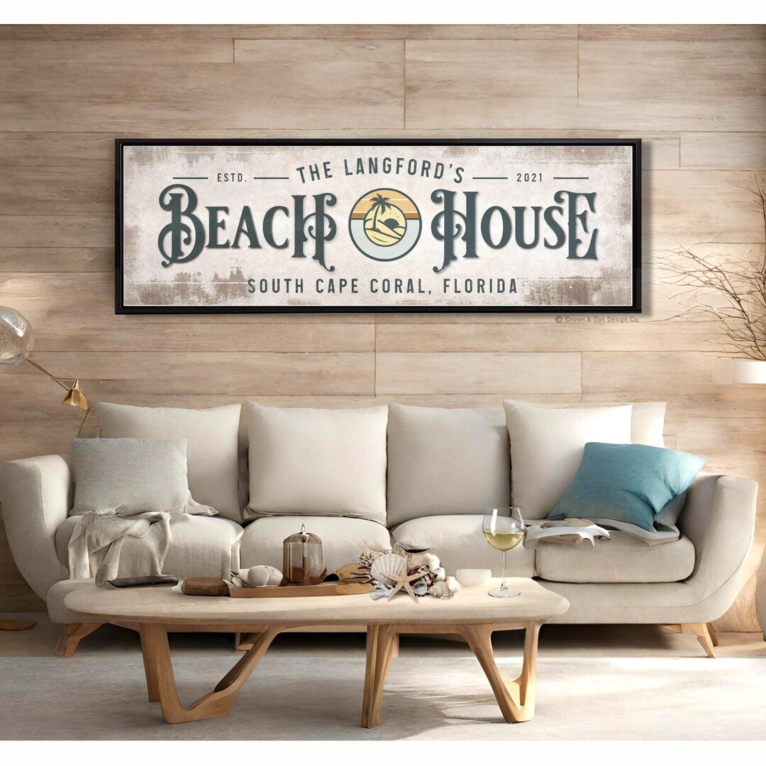 Beach House Sign Personalized Family Name Beach Sign Rustic Nautical ...