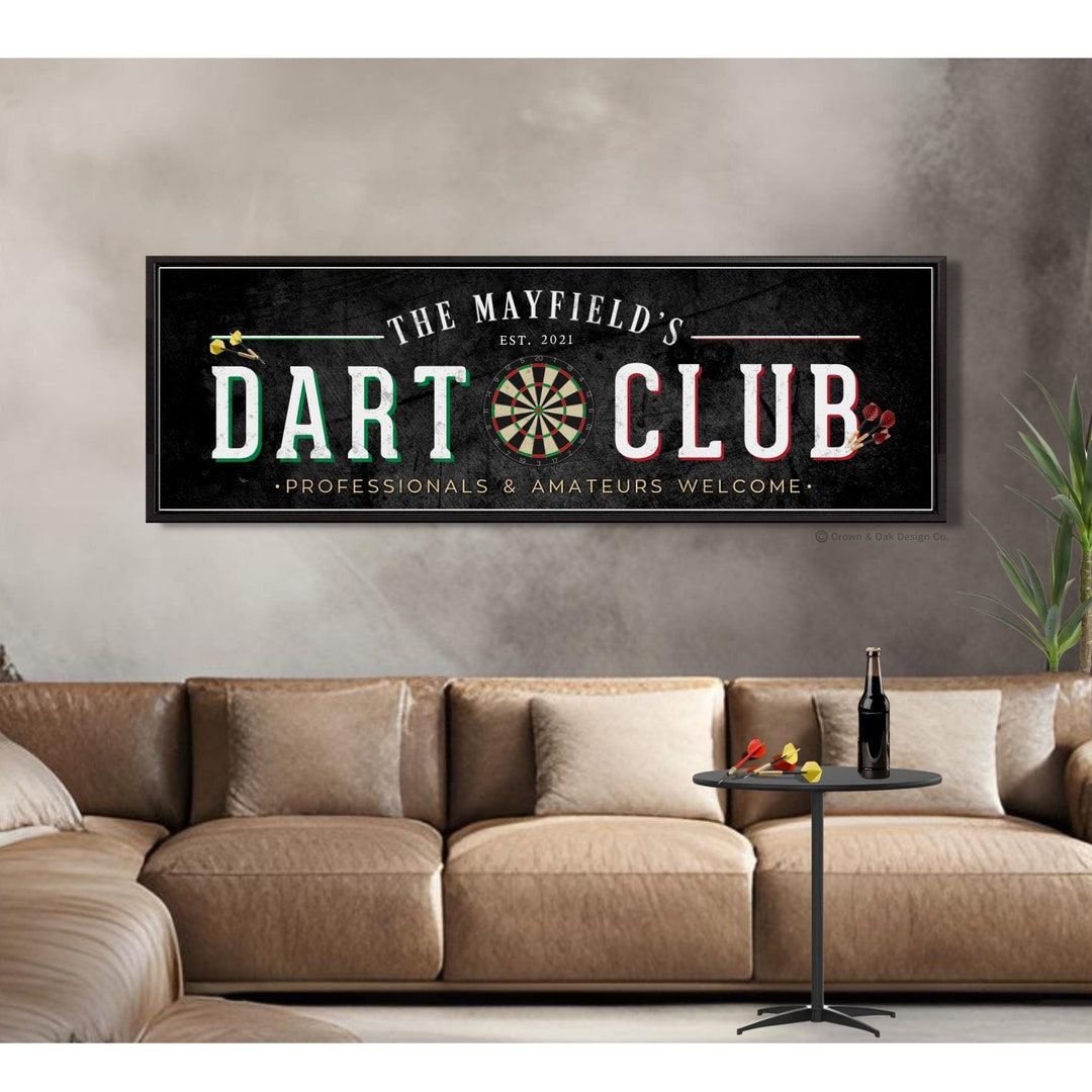 Dart Club Sign Personalized Darts Canvas Print Man Cave Signs Game Room ...