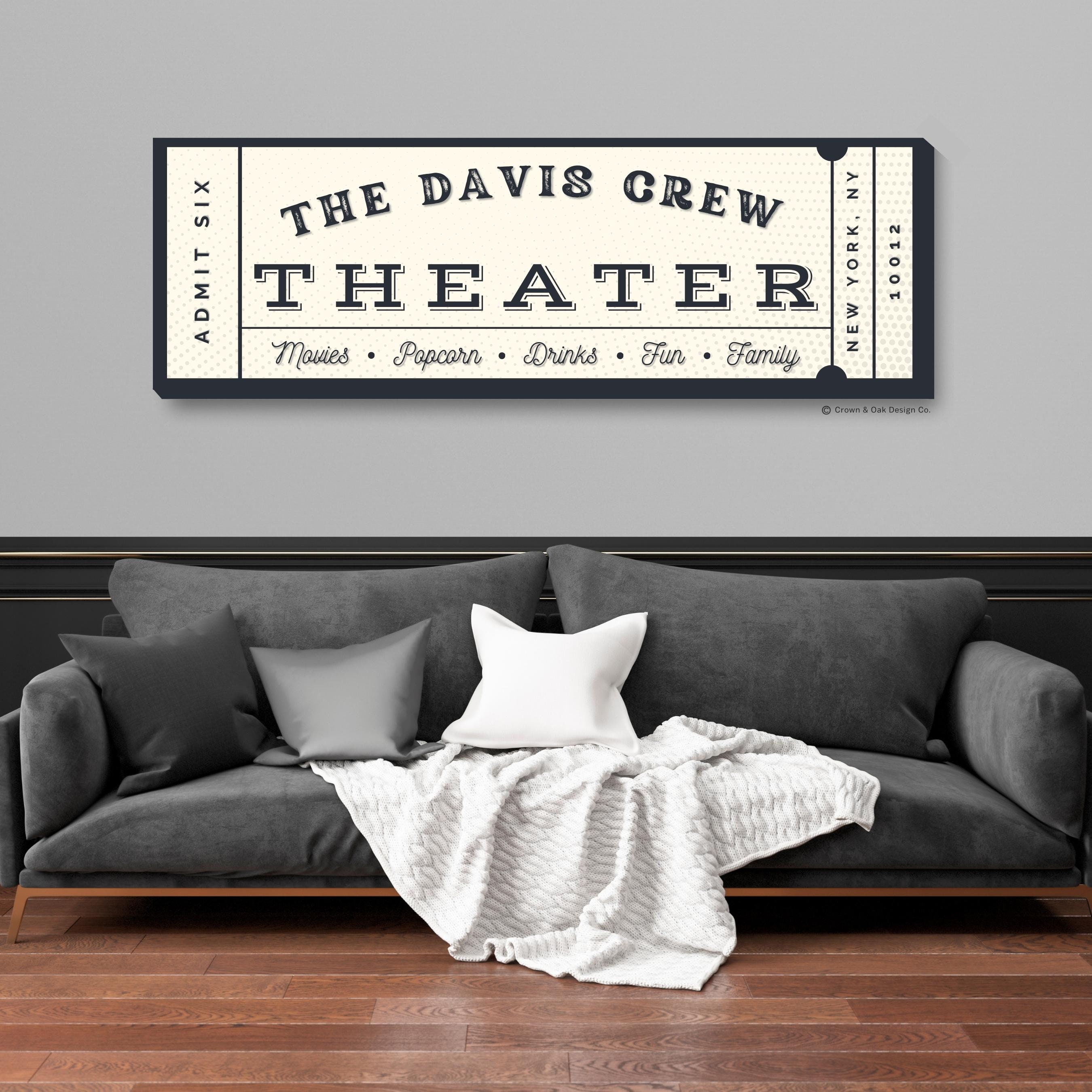 Movie Theater Sign Personalized Movie Room Sign Large Home - Etsy