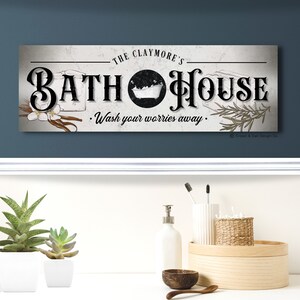 Personalized Rustic Farmhouse Bath Sign for Bathroom Wall Decor - Etsy